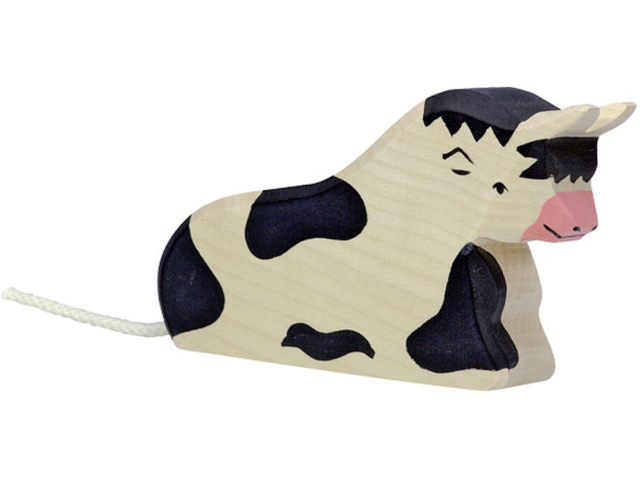 Stier liegend schwarz-weiss (80750) | Spielfiguren aus Holz | Spielzeug ...